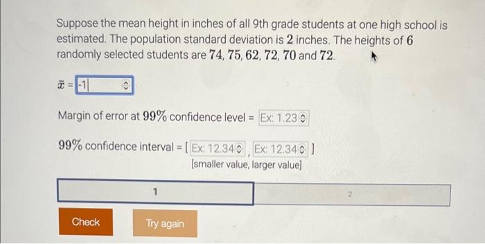 [Solved]: Suppose the mean height in inches of all 9th grad