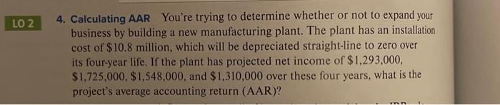 Solved Calculating AAR You're trying to determine whether or | Chegg.com