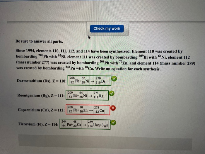 Solved Check my work Be sure to answer all parts. Since | Chegg.com