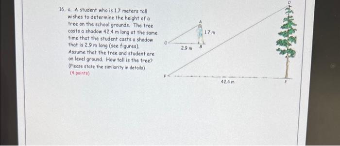 Solved 16. a, A student who is 1.7 meters tall wishes to | Chegg.com