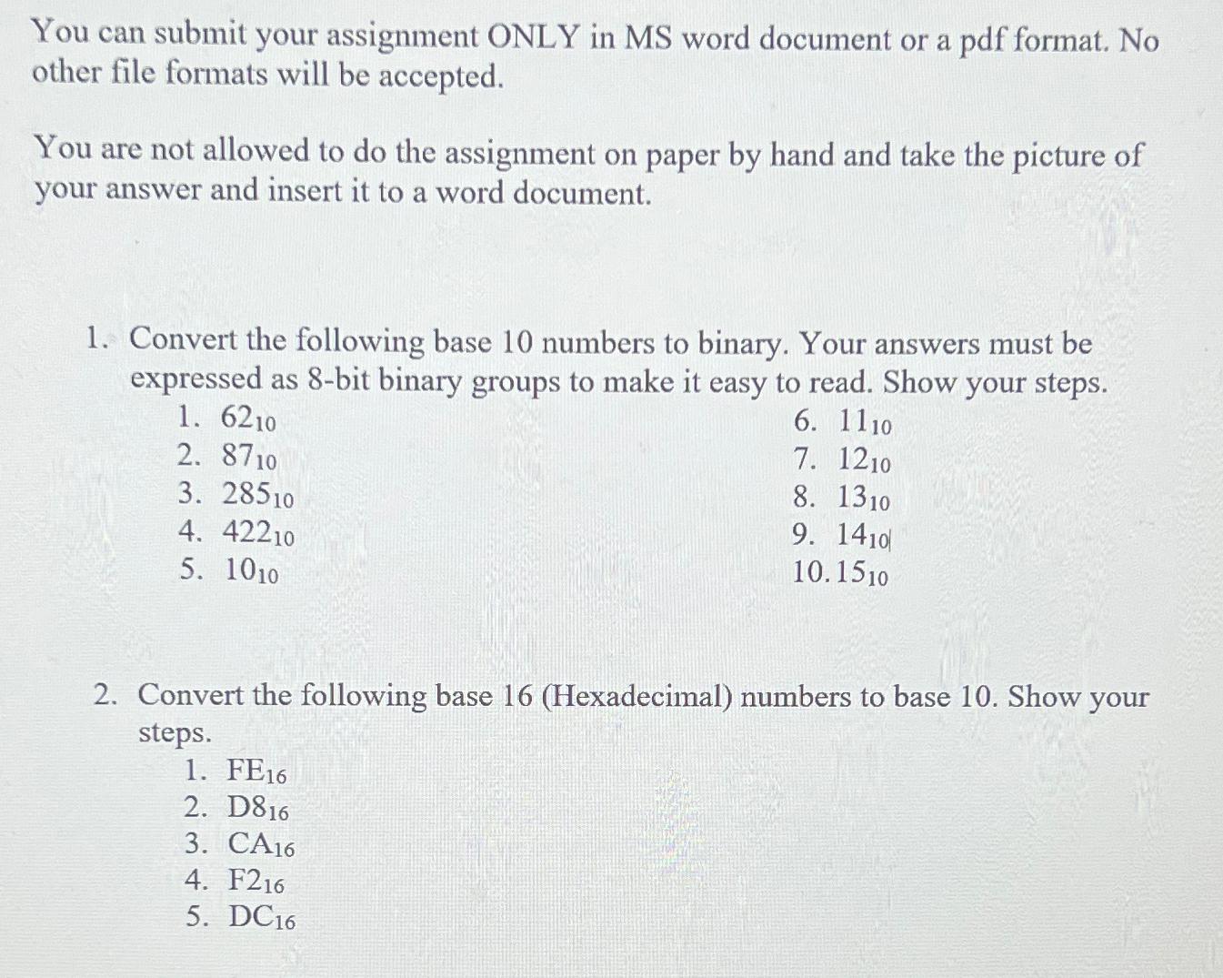 Solved You can submit your assignment ONLY in MS word | Chegg.com