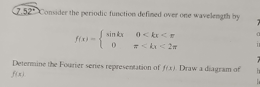 Solved 7.52* ﻿Consider the periodic function defined over | Chegg.com