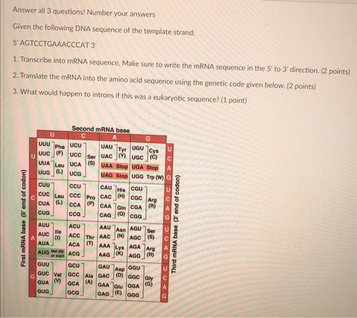 Solved Answer all 3 questions! Number your answers Given the | Chegg.com