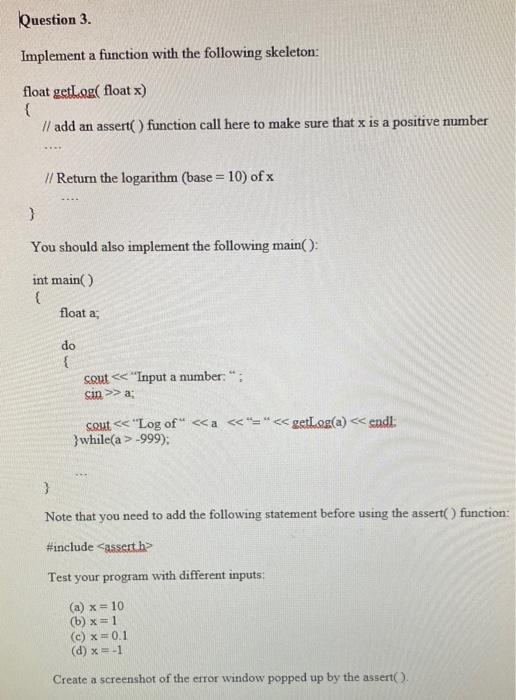 Solved Question 3. Implement a function with the following | Chegg.com