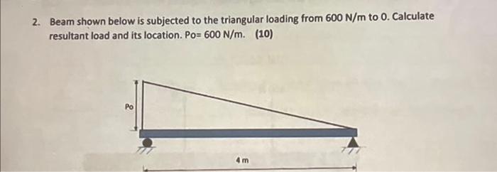 Solved 2. Beam shown below is subjected to the triangular | Chegg.com