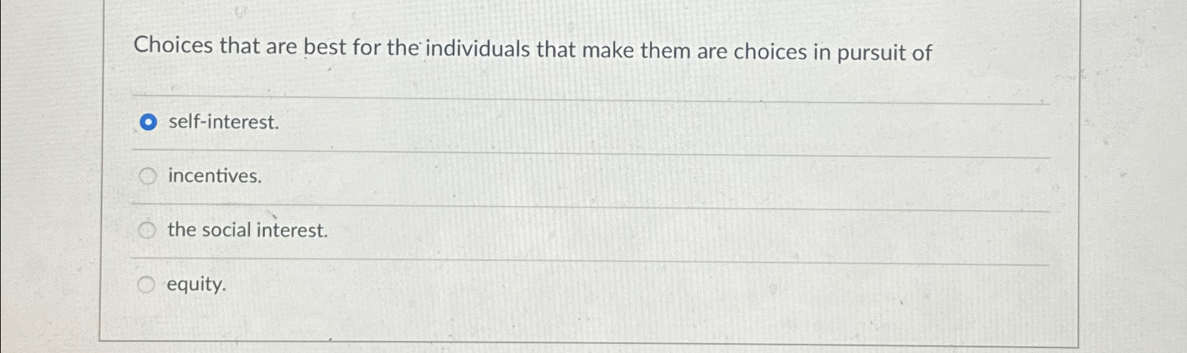 Solved Choices that are best for the individuals that make | Chegg.com