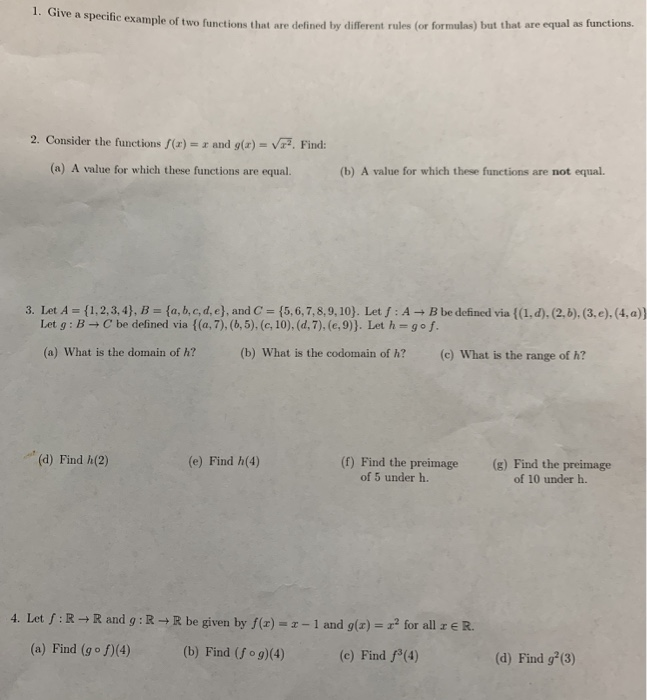 Solved We specific example of two functions that are defined | Chegg.com