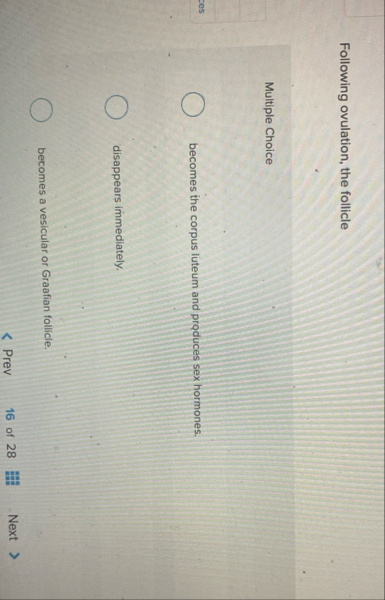 Solved Following ovulation, the follicleMultiple | Chegg.com