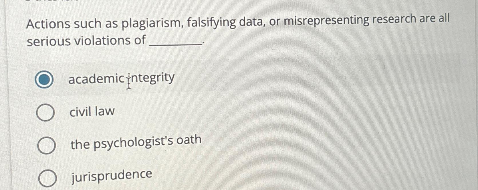 Solved Actions such as plagiarism, falsifying data, or | Chegg.com
