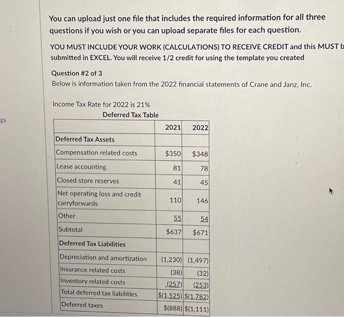 Solved You can upload just one file that includes the | Chegg.com