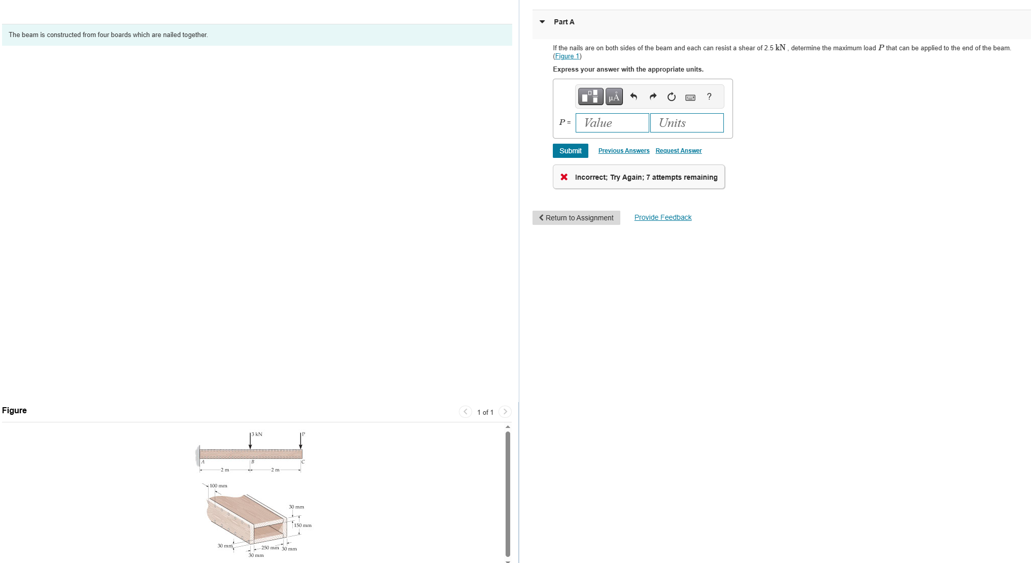 Solved The beam is constructed from four boards which are | Chegg.com