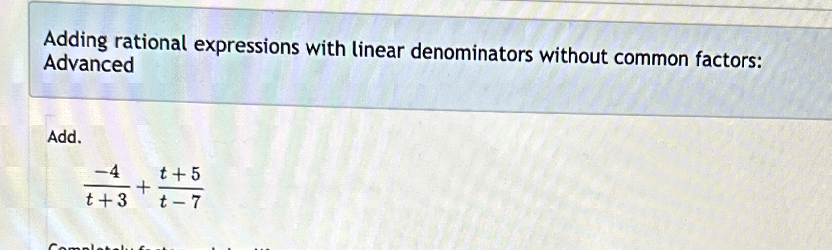 Solved Adding rational expressions with linear denominators | Chegg.com