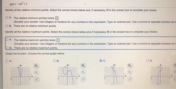 Solved gix)-4x+7 Identify all the relative minimum points. | Chegg.com