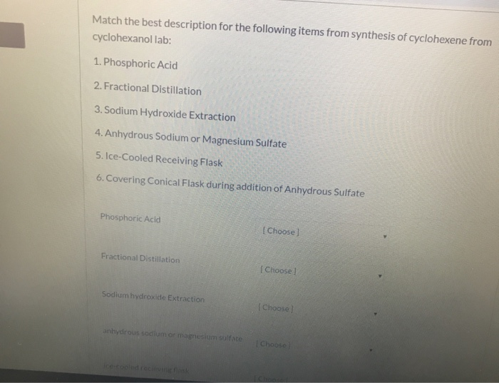 Solved Match the best description for the following items | Chegg.com
