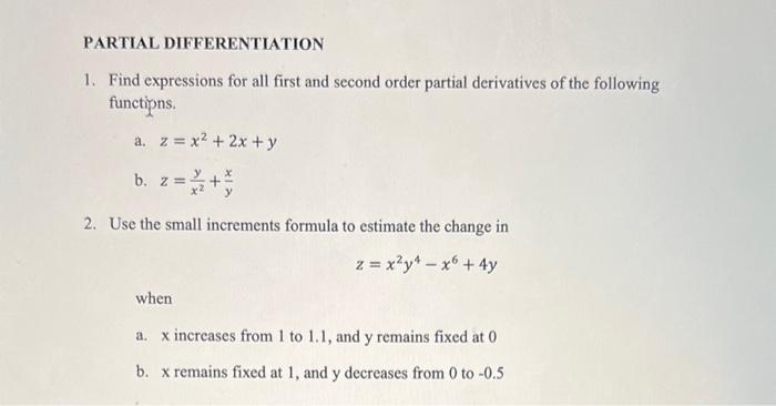 Solved 1. Find expressions for all first and second order | Chegg.com