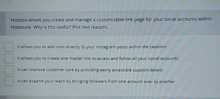 Solved Hootbio allows you create and manage a customizable | Chegg.com