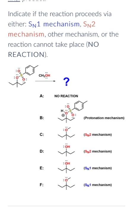 Solved Indicate if the reaction proceeds via either: SN1 | Chegg.com