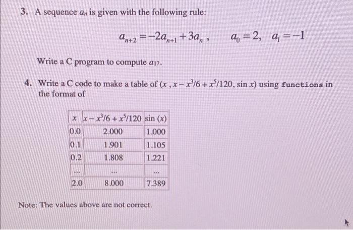 Solved 3. A sequence an is given with the following rule: | Chegg.com