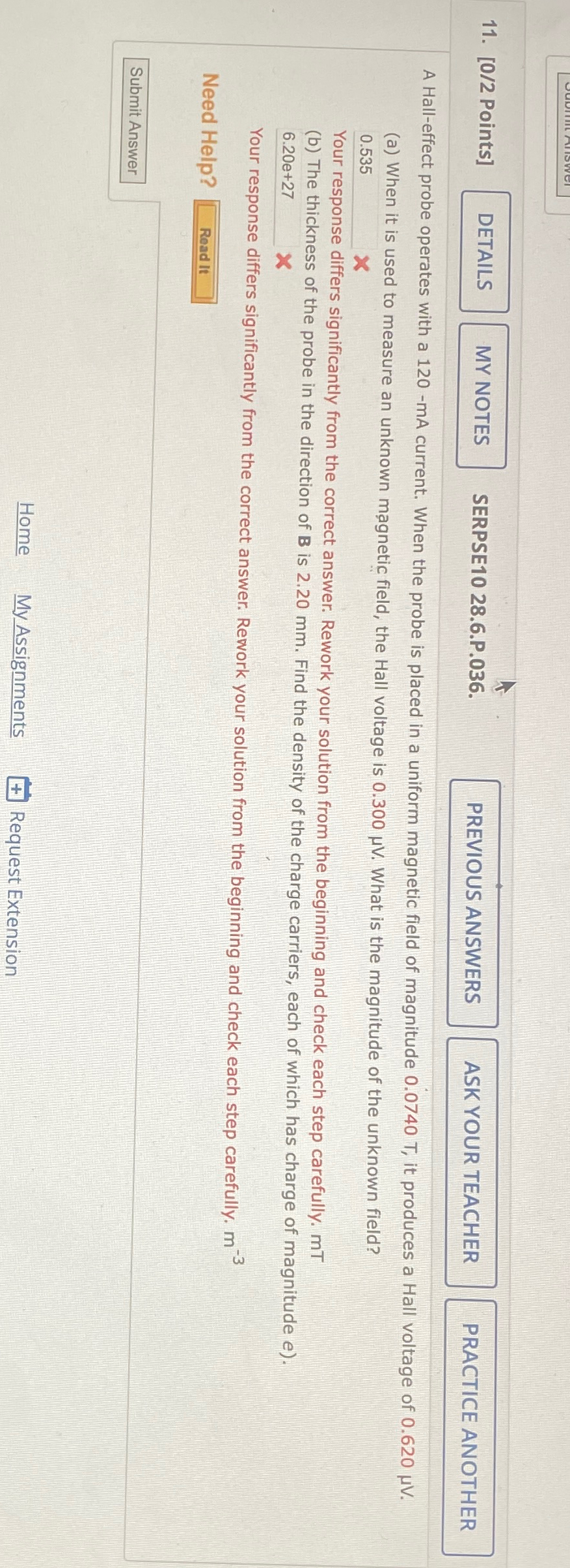 Solved [0/2 ﻿Points]SERPSE10 28.6.P.036.A Hall-effect probe | Chegg.com