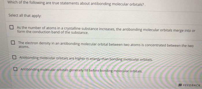 Solved Which Of The Following Are True Statements About