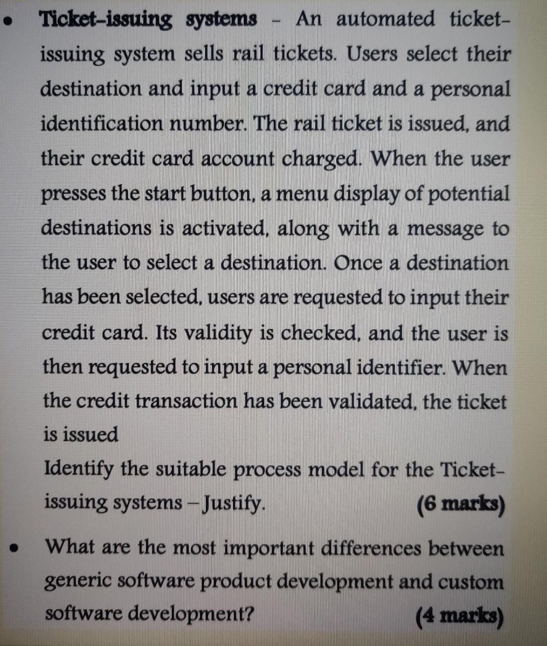 Solved Ticket-issuing systems An automated ticket- issuing | Chegg.com