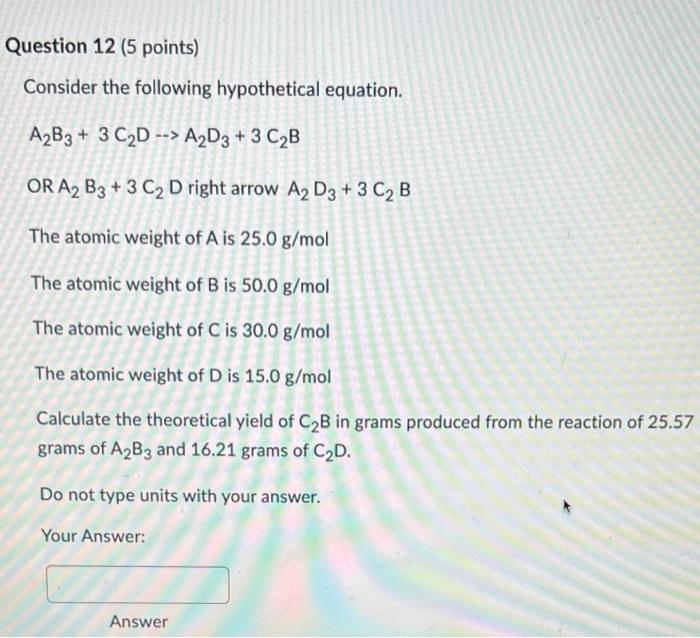 Solved Question 12 (5 points) Consider the following | Chegg.com