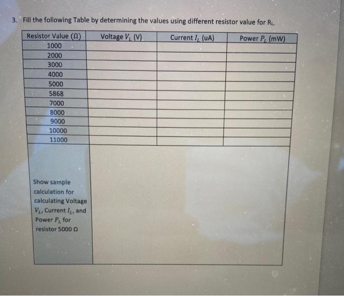 Solved 3. Fill the following Table by determining the values | Chegg.com
