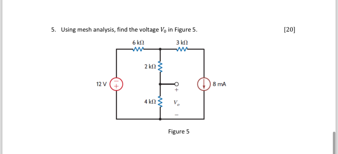 Solved Using mesh analysis, find the voltage V0 ﻿in Figure | Chegg.com