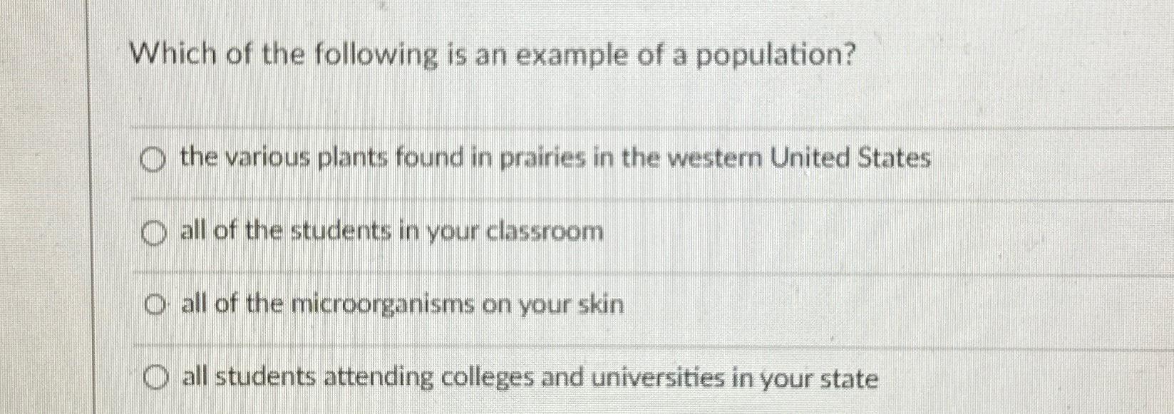 Solved Which of the following is an example of a | Chegg.com