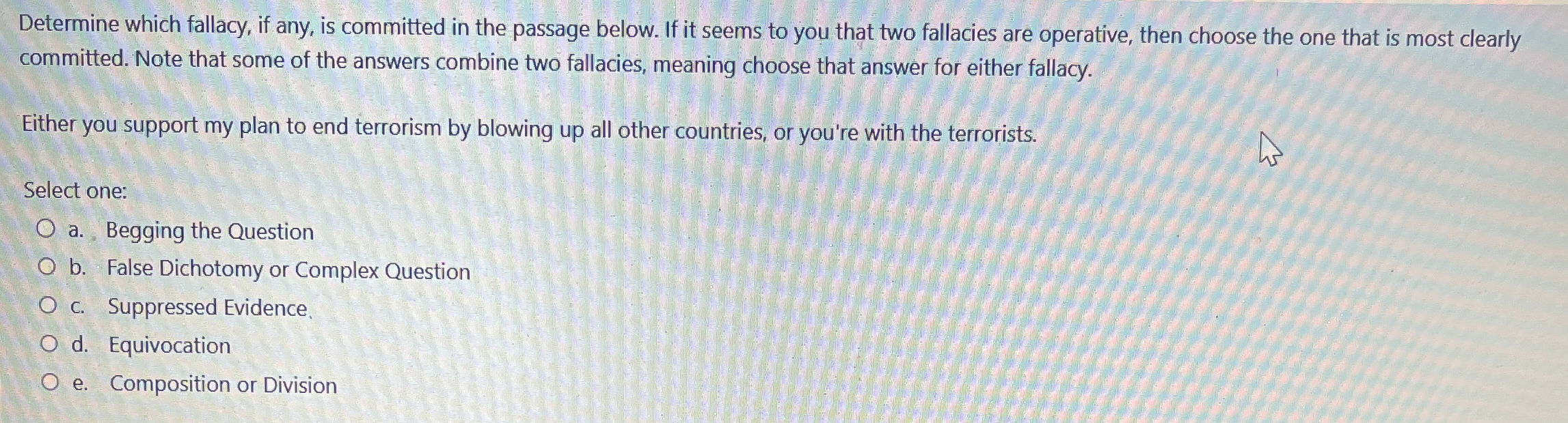 Solved Determine which fallacy, if any, is committed in the | Chegg.com