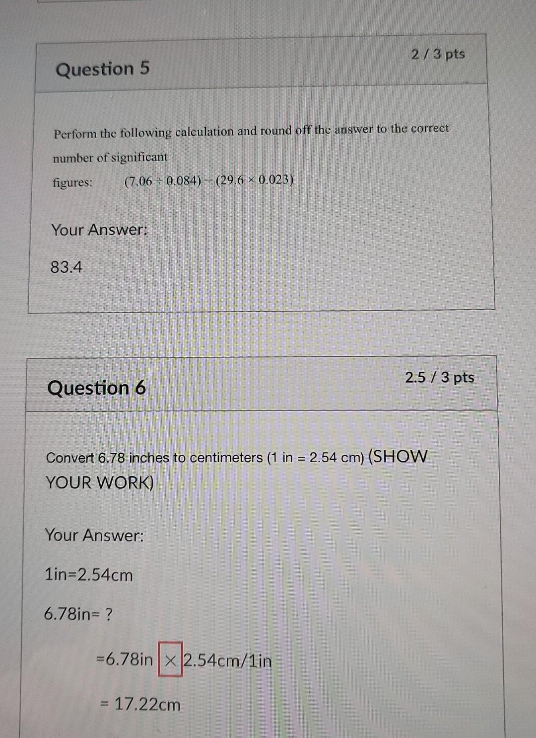 Solved 2/3 pts Question 5 Perform the following calculation | Chegg.com