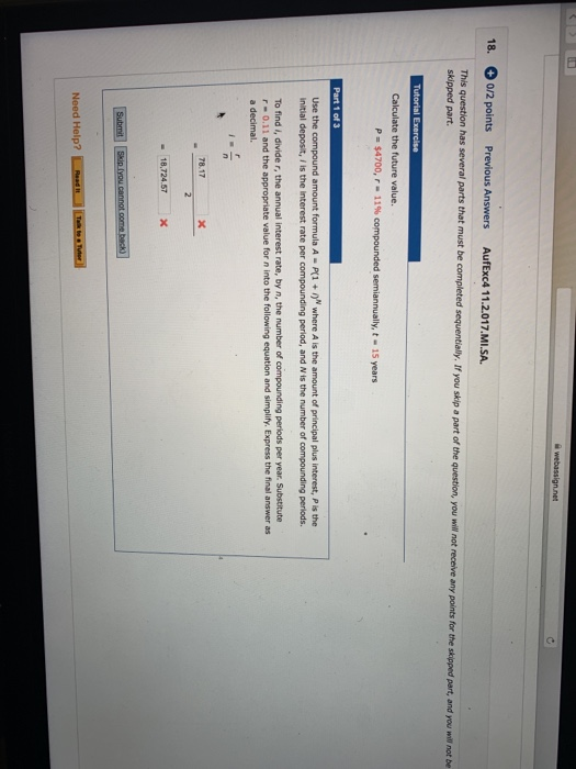 Solved: Webassign.net 18. 0/2 Points Previous Answers AufE... | Chegg.com