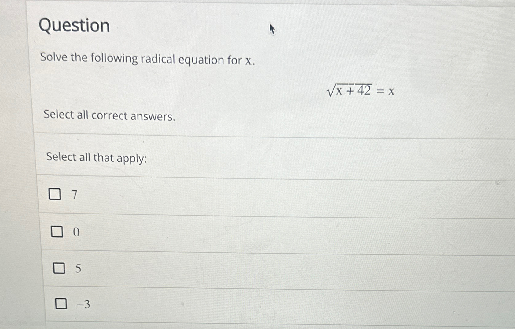 Solved QuestionSolve the following radical equation for | Chegg.com
