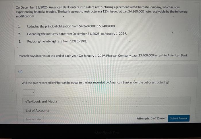 Solved On December 31, 2025, American Bank enters into a | Chegg.com