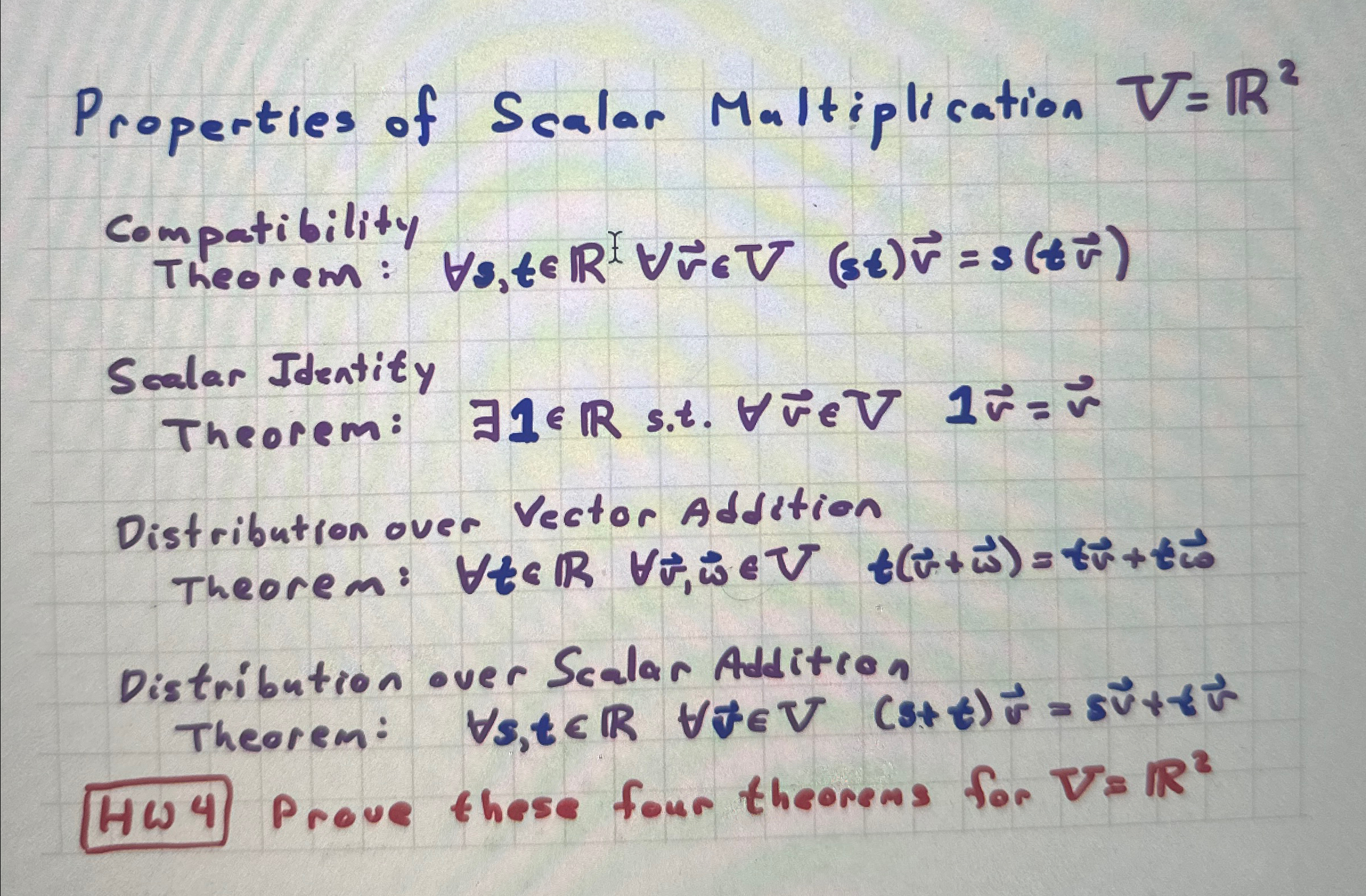 Solved Properties of Scalar Maltiplication | Chegg.com