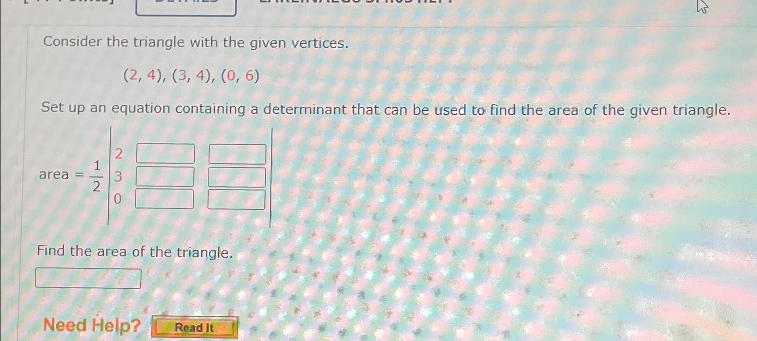 Solved Consider the triangle with the given | Chegg.com