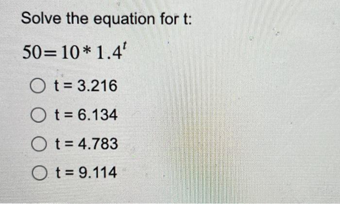 Solved Solve the equation for t : | Chegg.com