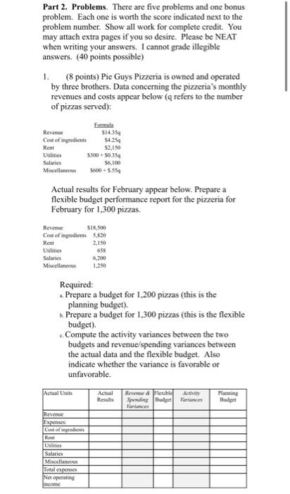 Solved Part 2. Problems. There are five problems and one | Chegg.com
