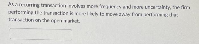 As a recurring transaction involves more frequency | Chegg.com