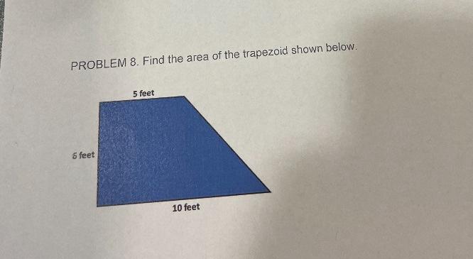 Solved PROBLEM 8. Find the area of the trapezoid shown | Chegg.com