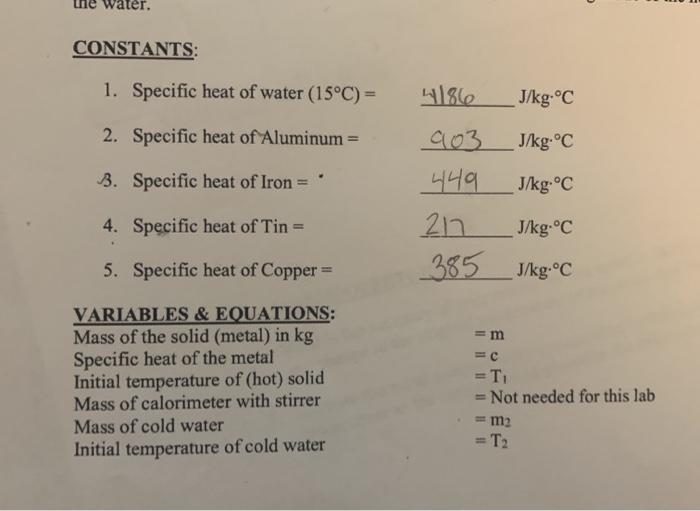 Solved = C2 Final equilibrium temperature of mixture = T3 | Chegg.com