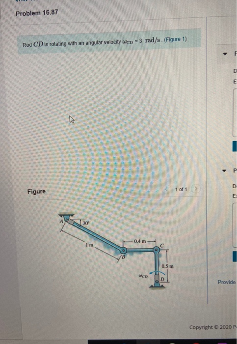Solved Problem 16.87 Rod CD is rotating with an angular | Chegg.com