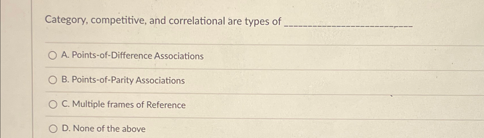 Solved Category, competitive, and correlational are types of | Chegg.com