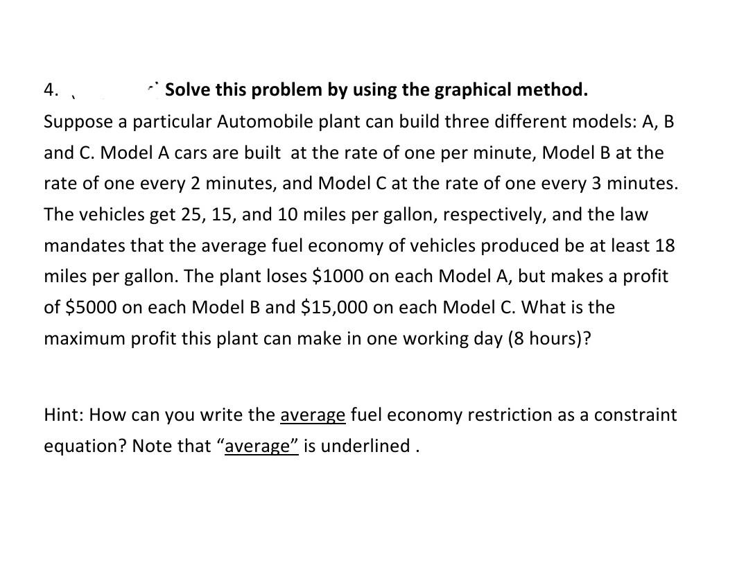 Solved 4. . Solve this problem by using the graphical | Chegg.com