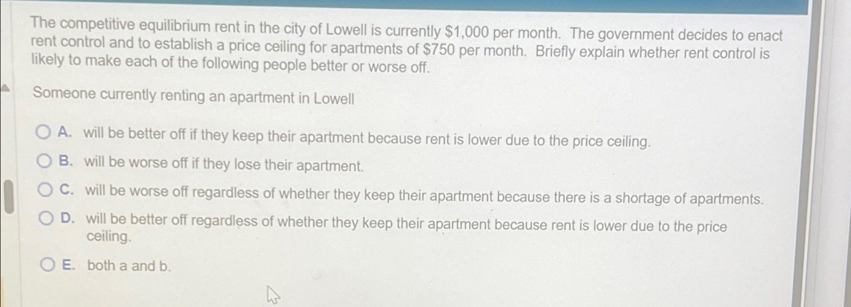 Solved The competitive equilibrium rent in the city of | Chegg.com