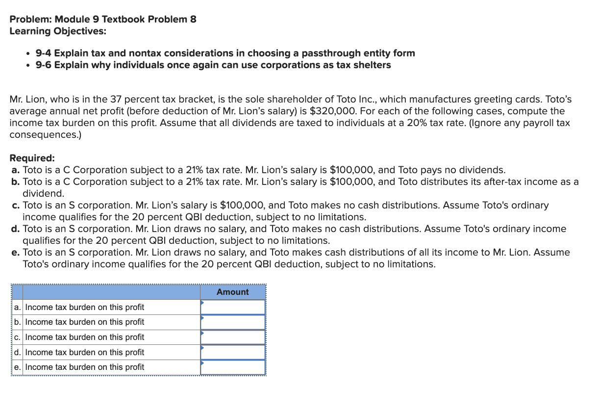 Solved Problem: Module 9 ﻿Textbook Problem 8Learning | Chegg.com