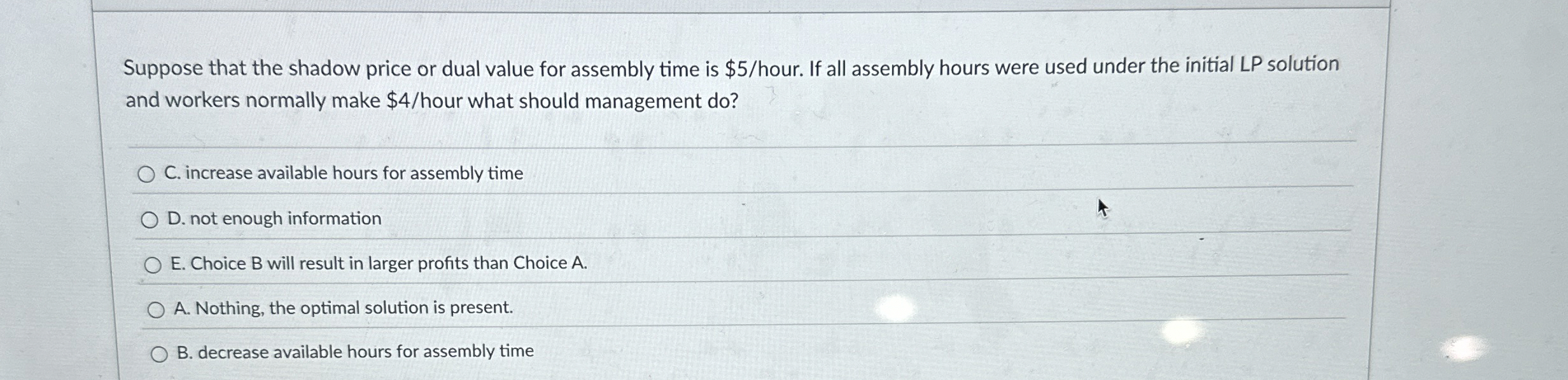 Solved Suppose that the shadow price or dual value for | Chegg.com