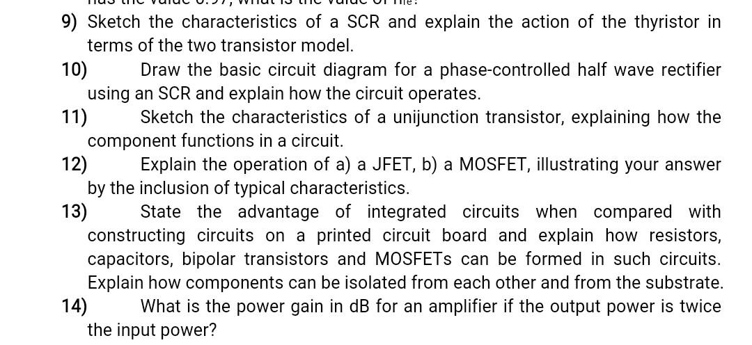 Solved 9) Sketch the characteristics of a SCR and explain | Chegg.com