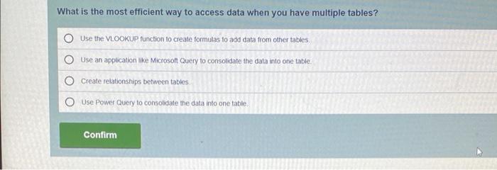 Solved What is the most efficient way to access data when | Chegg.com