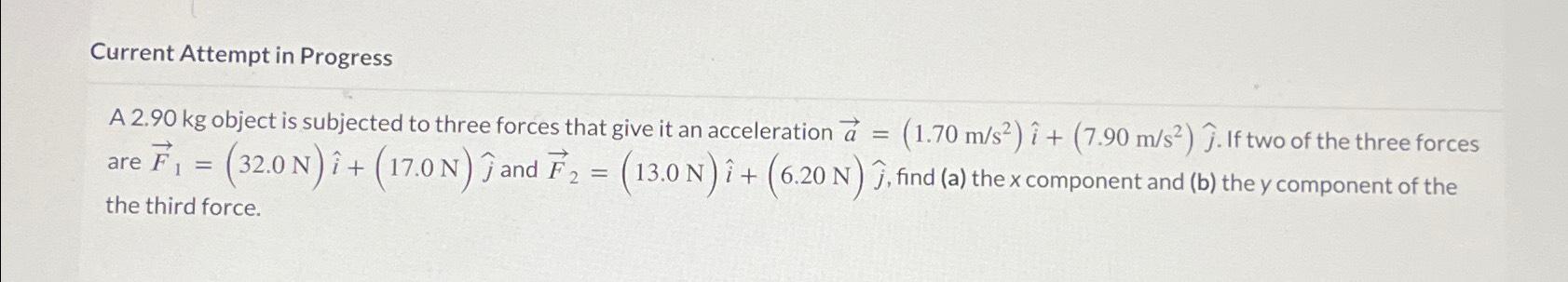 Solved Current Attempt in ProgressA 2.90kg ﻿object is | Chegg.com